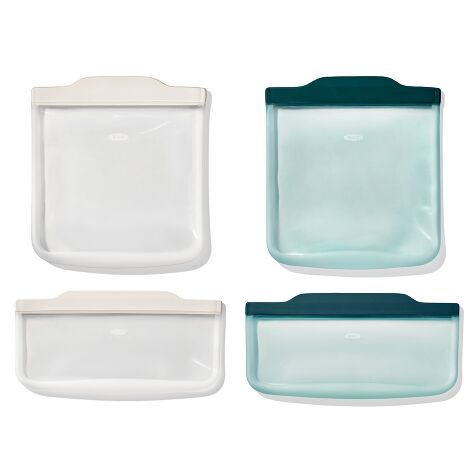 OXO Good Grips Silicone Reusable Bag - 4 Piece Lunch Set - Oat/Lagoon