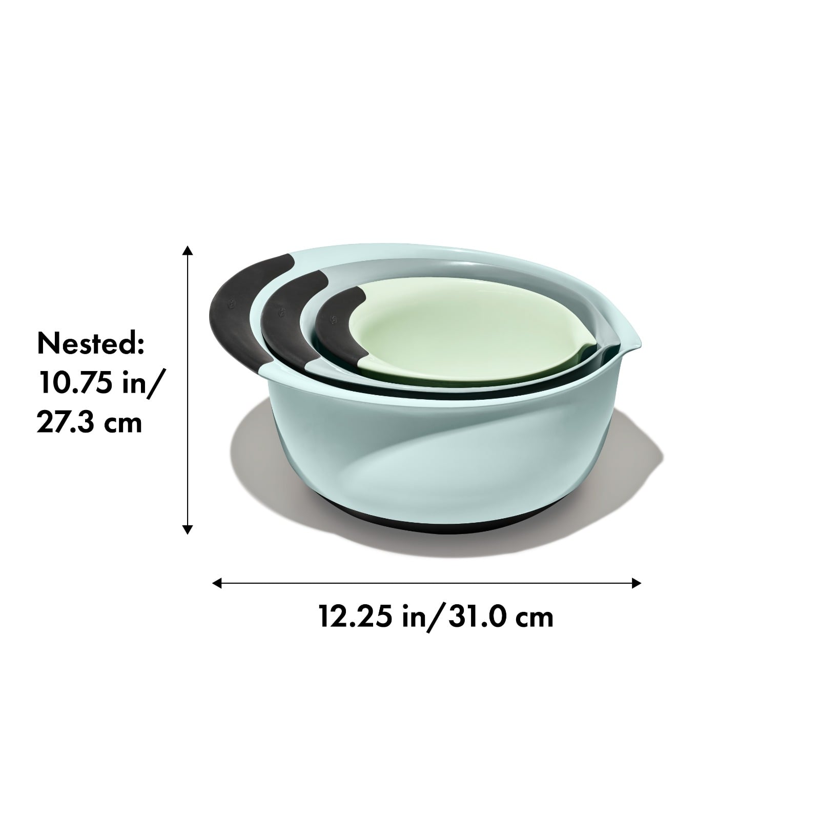 3 Piece Mixing Bowl Set - Cadet Blue, Tower Grey, Jade